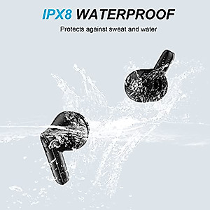 Bluetooth 5.3 Headphones Wireless Earbuds Immersive 3D Stereo Built-in HD Microphone 56H Playback USB-C Fast Charging In-Ear Earphones IPX8 Waterproof Ear buds for ios Android Sports Work Travel