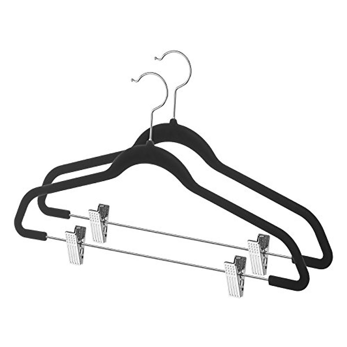 Whitmor Flocked Suit Hangers w/Clips Set of 2 Black