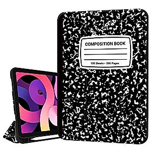 Hepix iPad Air 5th Generation Case iPad Air Case 4th Generation Notebook Composition iPad Air 4/5 Case with Pencil Holder 2022 2020 Black Book iPad Air 10.9 Case Cover Auto Sleep Wake