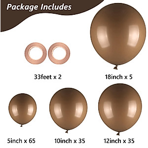 Dark Brown Balloons, 140pcs 18 12 10 5 Inch Different Sizes Pack Party Latex Balloons for BOHO Birthday Halloween Holiday Balloon Garland as Party Decorations