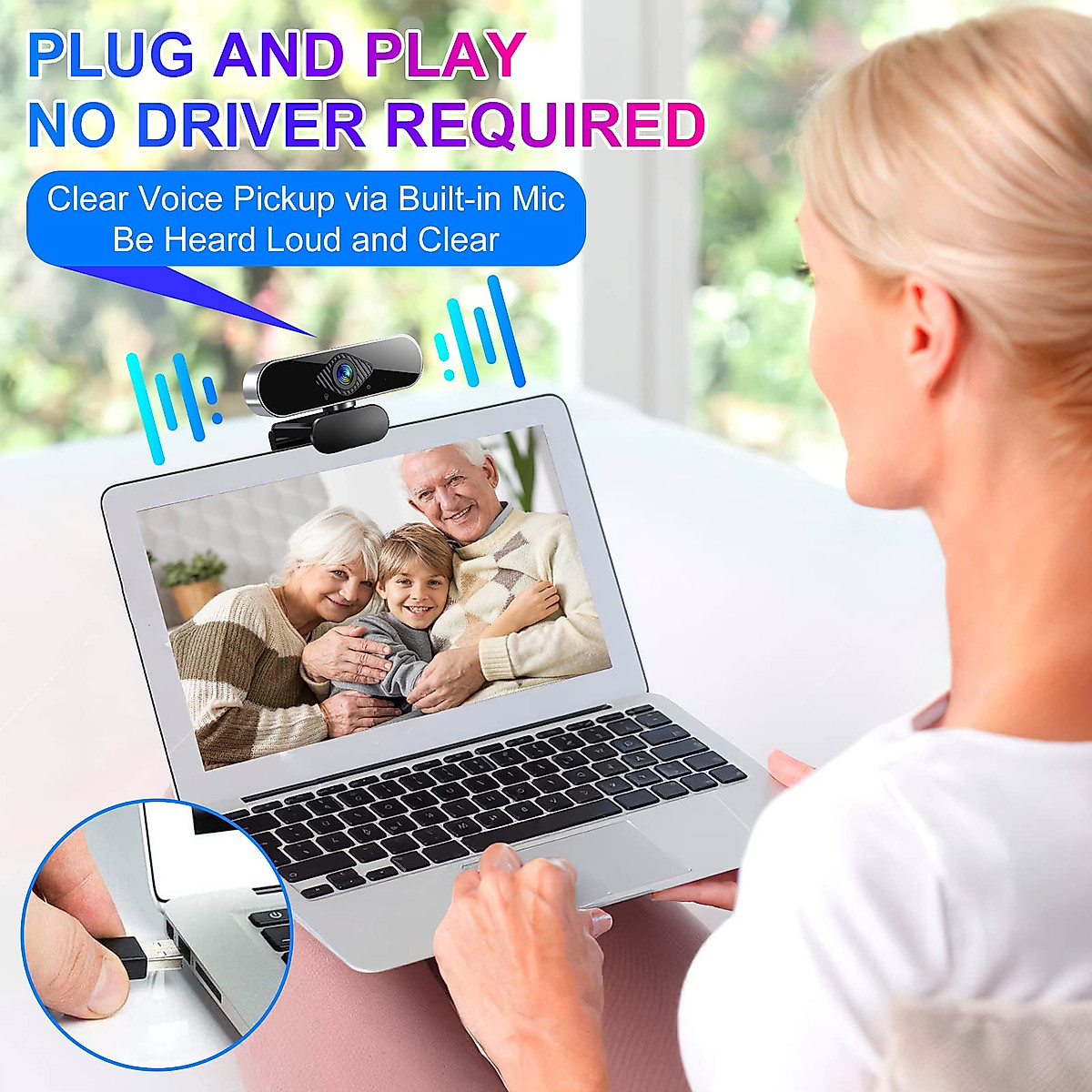 FUMAX 1080P HD Webcam with Microphone, Computer USB Web Camera at 1080P/30fps, 100 Wide Angles View, Plug and Play, Works with Skype, Zoom, FaceTime, Hangouts, PC/Mac/Laptop/MacBook/Tablet