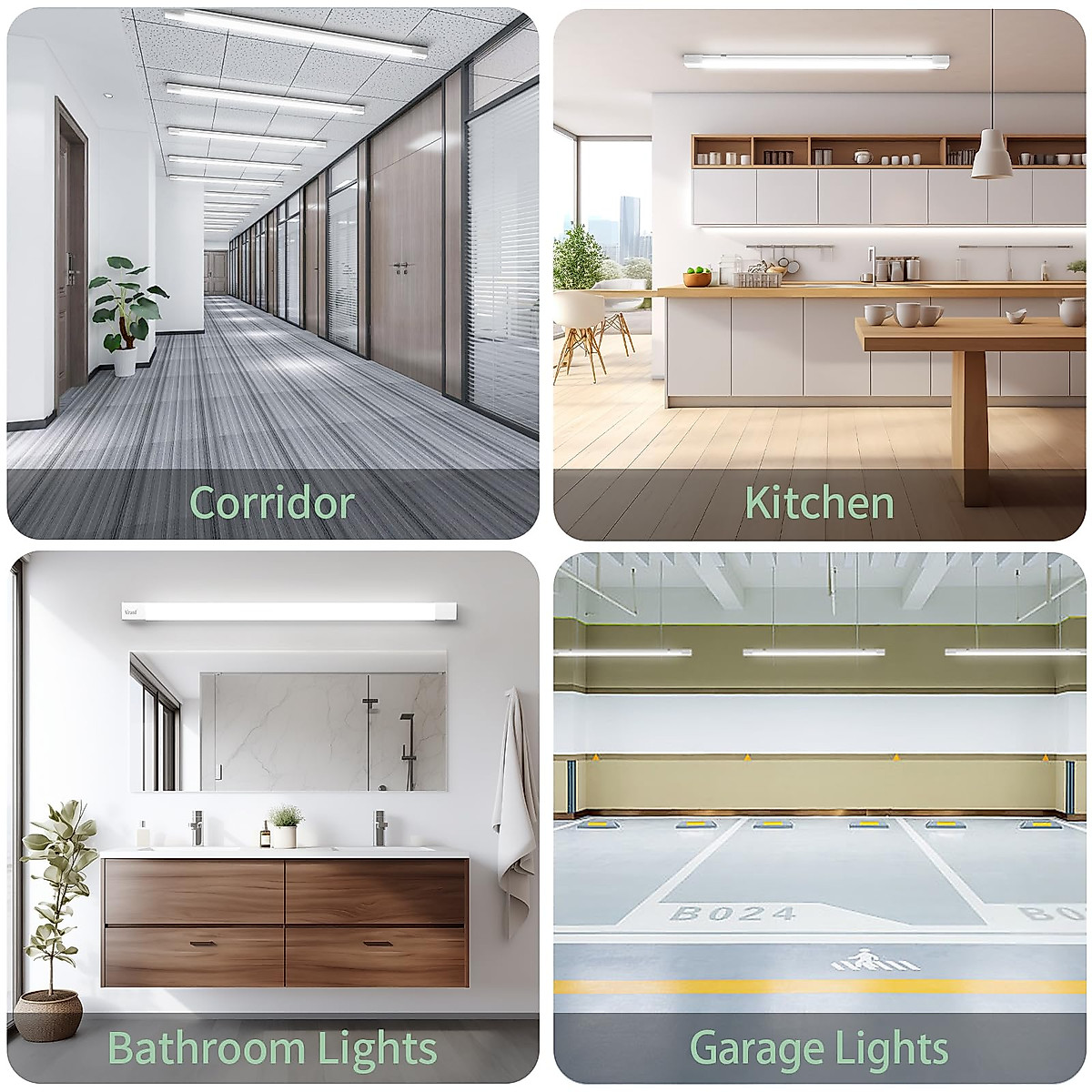 Airand 5000K Plug in Ceiling Light, 4FT Linkable LED Shop Light with ON/Off Switch, 36W 3600LM Garage Light Fixture, IP66 Waterproofing Tube Light for Bathroom, Workshop, Office, Basement