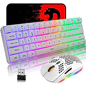 L500 Wireless Gaming Keyboard and Mouse Combo, 2200mAh Mini 61 Keys Mechanical Feeling Keyboard with Bluetooth 5.1&2.4G Wireless Dual Modes,RGB Backlit Wireless Lightweight Gaming Mouse for PC/Gamer