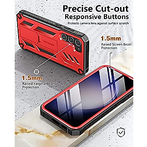 FNTCASE for Samsung Galaxy S23+Plus Case: Dual Layer Protective Textured Cover & Rugged TPU Shell with Kickstand | Military Grade Drop Protection | Heavy Duty Cell Phone Protector(Red)