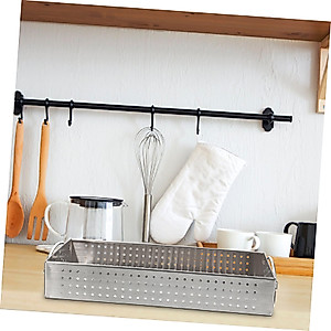 Cabilock Flatware Tray Stainless Steel Cutlery Container Utensil Holder Mesh Design Silverware Countertop Storage Organizer