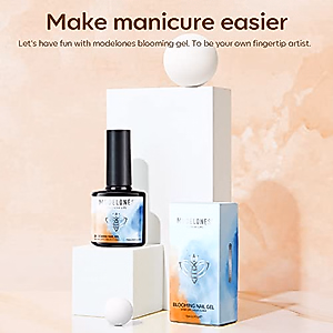 modelones Blooming Gel Nail Polish, 15ml Clear Marble Nail Design Kit U V LED Soak Off Nail Art Accessories for Spreading Effects, Marble, Floral Print, Watercolor Nail Art Design