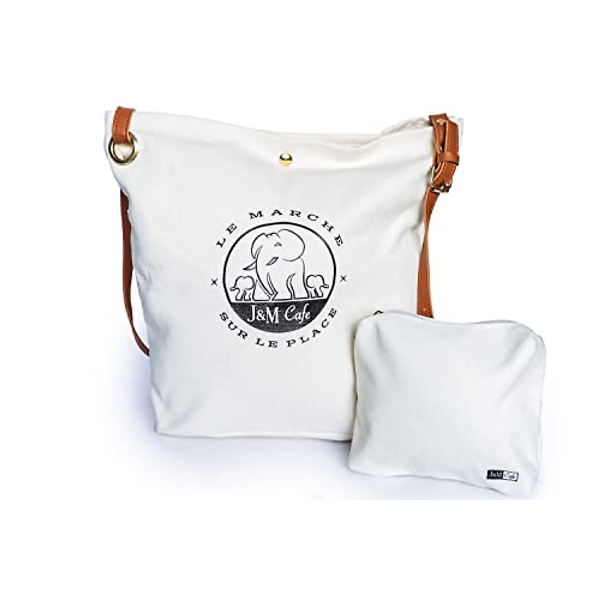 Canvas Tote Bag With Pockets, Adjustable Faux Leather Strap & Magnetic Closure - Everyday Chic Cotton Washable Heavy Duty Tote Bag Purse With Zippered Interior Pocket & Matching Accessory Pouch