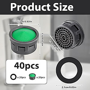 Amabro Faucet Aerators, Insert Flow Restrictor Filter with Washer Water Saving Sink Aerator Replacement Parts for Bathroom or Kitchen, Fit for Internal/External Thread Faucet Aerators, 4.75 GPM(20pcs)