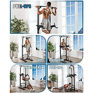 Sportsroyals Power Tower Dip Station Pull Up Bar for Home Gym Strength Training Workout Equipment, 400LBS.
