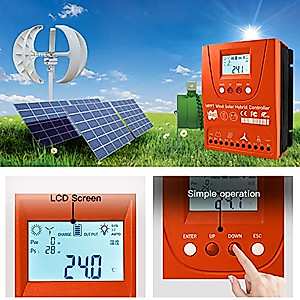 Mars Rock 3000W 12V 24V 48V 0~1500W Wind 0~1500W Solar MPPT Wind Solar Hybrid Controller Pioneer Version Charge Lithium & Lead Acid Gel Battery (12V/24V Auto)