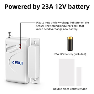 KERUI Standalone Home Office Shop Security Alarm System Kit,Wireless Loud Indoor/Outdoor Weatherproof Siren Horn with Remote Control and Door Contact Sensor,Motion Sensor,Up to 115db,NO WiFi/GSM/APP