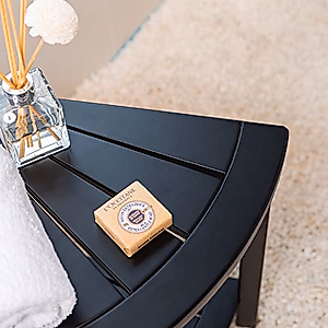 Forevich Shower Corner Bamboo Bench with Shelf, Corner Seat Shower Stool for Inside Shower Black