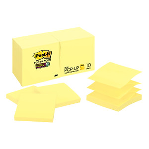 Post-it Super Sticky Pop-up Notes, 3x3 in, 10 Pads, 2x the Sticking Power, Canary Yellow, Recyclable (R330-10SSCY)
