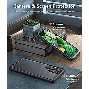 FNTCASE Samsung Galaxy S23-Ultra: Drop-Proof, Shockproof TPU Hybrid Slim Case with Screen Protector - Black