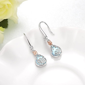 Butterfly Moonstone Earrings Leverback 925 Sterling Silver Teardrop Drop Dangle Earrings Gift For Women