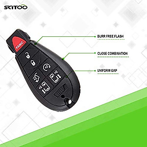 SCITOO 1PC Replacement for 6 Buttons Keyless Entry Remote Car Key Fob Case Pad Outer shell 2008-2014 Jeep Grand Cherokee Volkswagen Dodge Grand Caravan Journey FCC IYZC01C