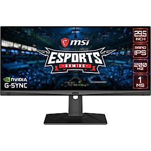 MSI Full HD Rapid-IPS 1ms 2560 x 1080 Ultra Wide 200Hz Refresh Rate HDR Ready G-Sync Compatible 30” Gaming Monitor (Optix MAG301RF)