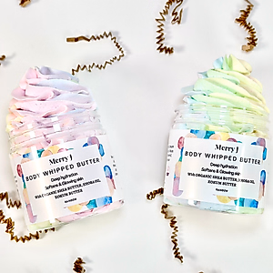 MerryJskin Body Whipped butter 6 oz., whipped cream butter, moisturizes dry skin, gift for her, shea butter, Birthday gift, shower gift for a party, Rainbow Fragrance, Rainbow Scented