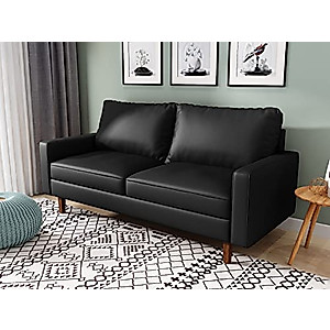 Meeyar Couches for Living Room,70''Width Comfy Sofa 3 Seater Sofa for Living Room 3 Seater Comfy Couch Room Couch for Bedroom Sofa for Office,Black