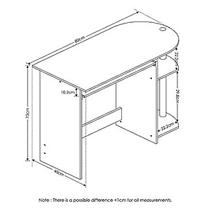 Furinno Simplistic Easy Assembly Computer Desk, With Keyboard Tray, Dark Brown/Black