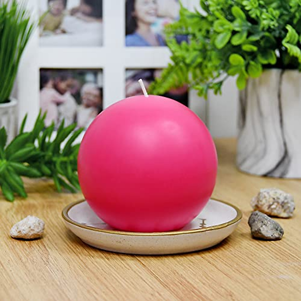 Zest Candle 2-Piece Ball Candles, 4-Inch, Hot Pink