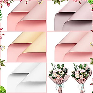 50 Sheets Flower Wrapping Paper Florist Bouquet Supplies Waterproof Flower Wrapping Paper Double Sided Colors Floral Paper Flower Packaging Bouquet Wrapping Paper for DIY Craft Gift, 22.8 x 22.8 Inch