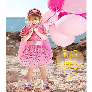 BIBUTY Kids Princess Dress Up Clothes for Little Girls, Pretend Play & Dress Up Princess Costume Set with ith 4 Set of Supergirl Costume with Capes and Masks, Toys Gifts for 3-6 Toddler Little Girls