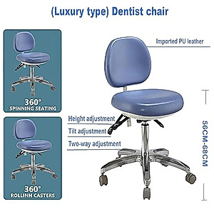 SFKLYU Dental Doctor's Chair Dentist Stools PU Leather Adjustable Backrest, Height Dentist Chair for Clinic, Dental, Shop, Lab Chair,B1