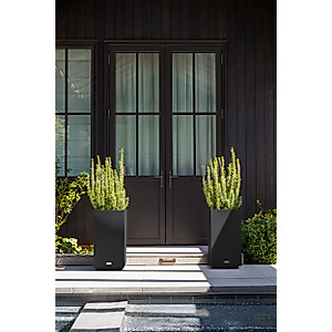 Veradek Block Series Pedestal Planter - Tall Planter for Indoor or Outdoor Front Porch | All-Weather Use with Removable Insert Bucket | Modern Décor for Flowers, Tall Trees, Faux Plants