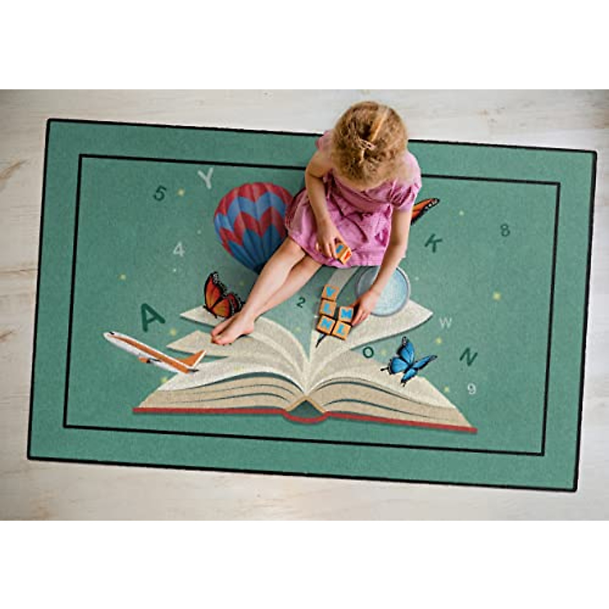 Flagship Carpets Explore Through Reading Children's Educational Area Rug for Kids Bedroom Mat, Home Play Room or Classroom Carpet, 3' x 5', Multicolor