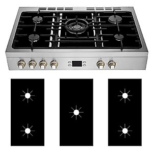 3PCS Customizable Stove Protectors for Gas Range, Burner cover Top Cover, Covers, Easy Clean Non-Stick Reusable Guard, Heat Resistant Range Black, (FHD001)
