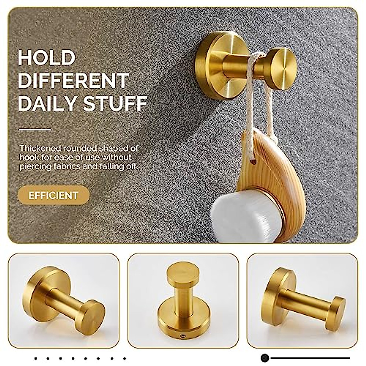 Angle Simple Towel Hook Brushed Gold 2 PCS, SUS304 Stainless Steel Hand Towel Holder, Bathroom Towel Hanger, Robe Hook for Wall
