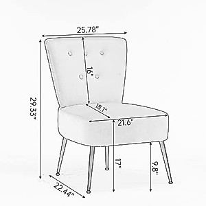 EODNSOFN Velvet Fabric Upholstered Trundle Chair with Black Metal Legs Dining Room Living Room Bedroom, Light Blue