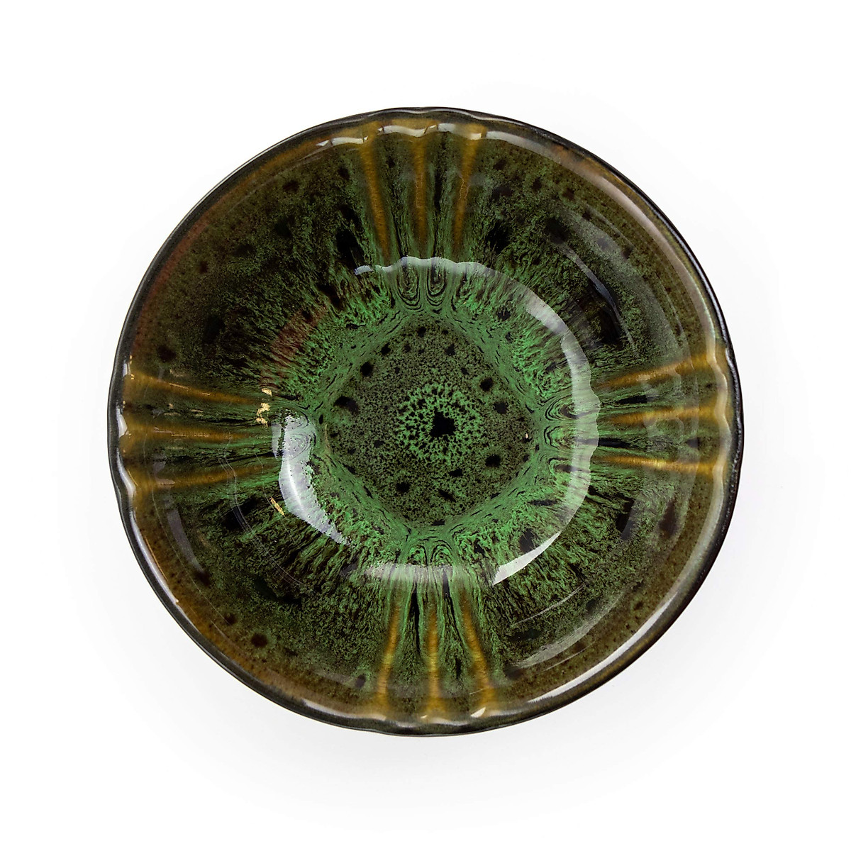 Elama Stoneware Round Oval Dinnerware Dish Set, Jade Green