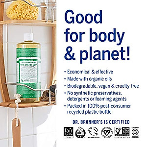 Dr. Bronner’s - Pure-Castile Liquid Soap (Almond, 16 ounce) - Made with Organic Oils, 18-in-1 Uses: Face, Body, Hair, Laundry, Pets and Dishes, Concentrated, Vegan, Non-GMO