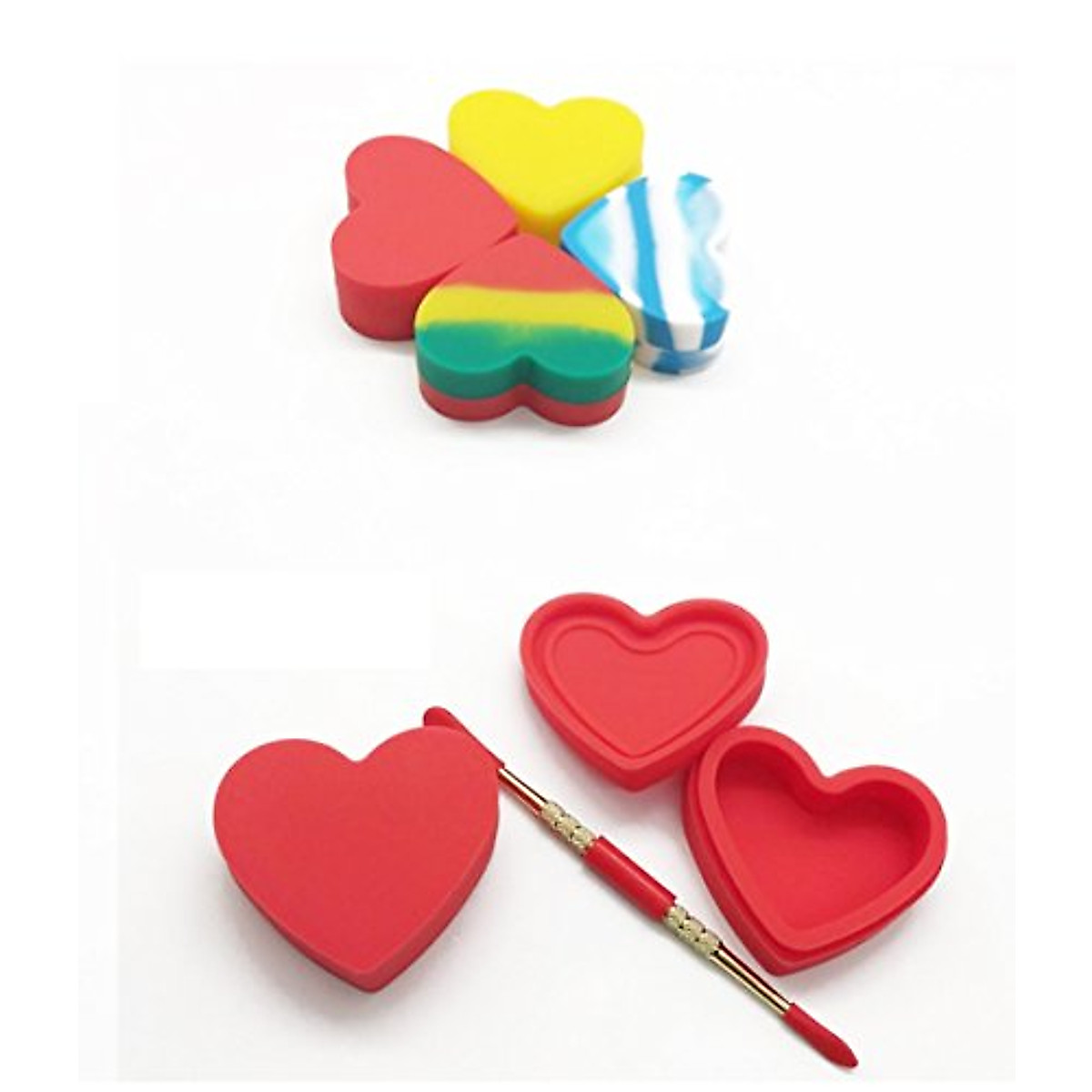 FWD 17ML Non Stick Heart Shape SiliconeContainer and 1 Stainless Steel Tool Random Colors (5 Pack) (5)