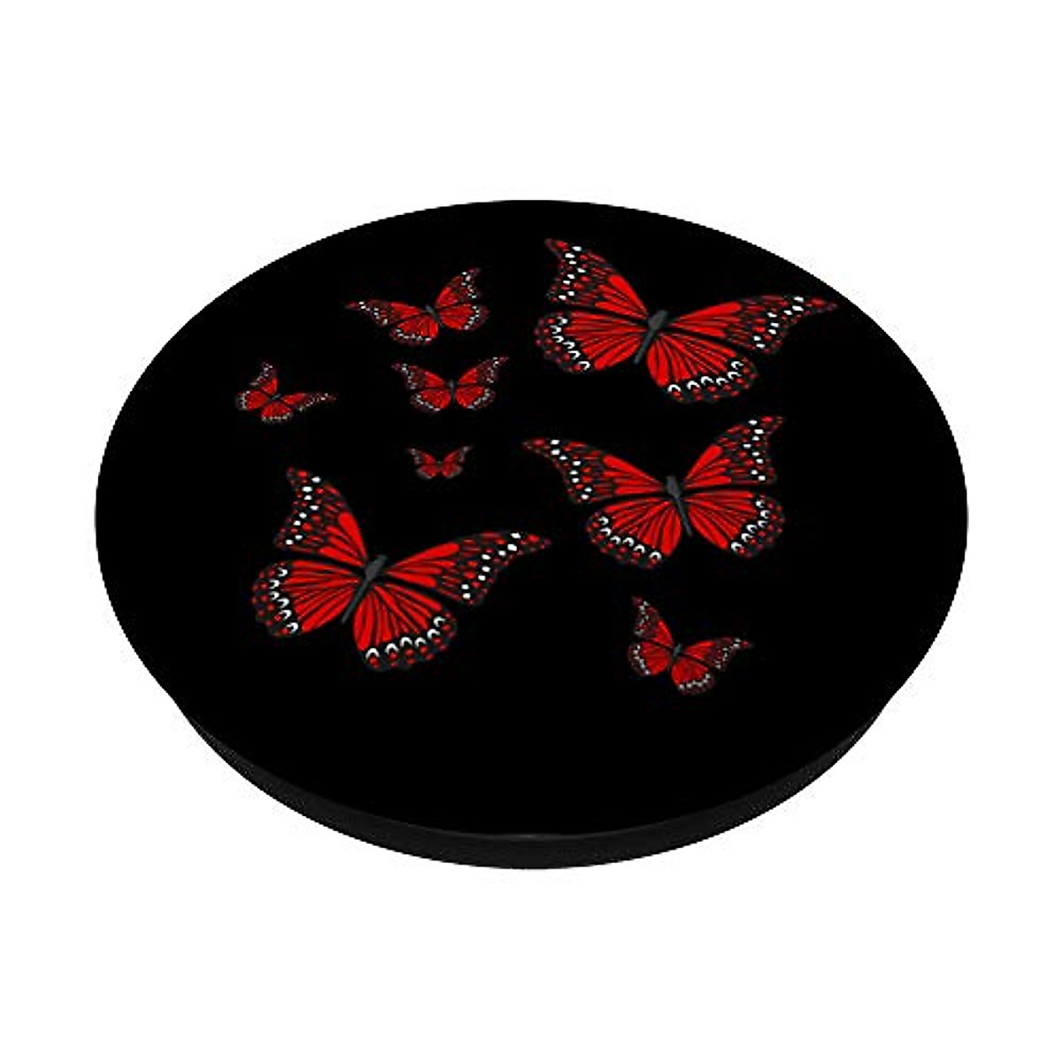 Red Butterflies Black Background PopSockets Swappable PopGrip