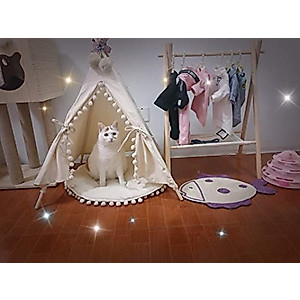 awagas Garment Rack with 6Pcs Pearl Hangers for Pets/Dolls/Baby，Wooden Kids Baby Clothing Rack Storage Shelf Small Clothes Rack Baby Clothes Rack 29.53" Hx 20.47" W x11.81 D for Baby Toddler Doll Pet