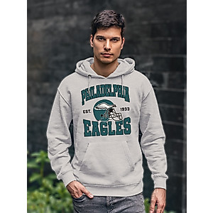Junk Food Clothing x NFL - Philadelphia Eagles - Team Helmet - Unisex Adult Pullover Fleece Hoodie for Men and Women - Size Large