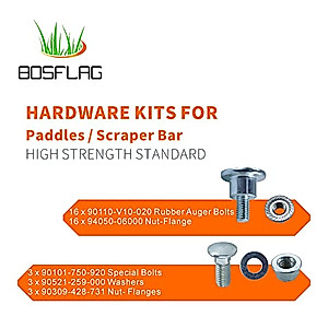BOSFLAG 06720-V10-030 Snow Thrower Paddle Set Replaces 06720 V10 030 6672448 6813166 with 76322-V10-020 Scraper Fuel Shutoff Valve Air Filter and Hardware Kits for Honda HS520 HS720 Snow Throwers