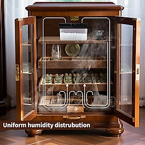 Briidea Electric Humidifiers for Cabinet (10-50 Cubic Ft.), 60% RH~80% RH Humidity Setting Values, Perfect Monitoring Temperature and Humidity, 12V Adapter Power Supply