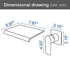 SHAMANDA Wall Mount Bathtub Faucet, Waterfall Roman Tub Filler Faucet Single Handle Bathroom Sink Faucet with Rough-in Valve and Trim Kit, Brushed Gold, LW01-3
