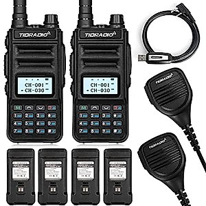 TIDRADIO TD-H5 GMRS Radio with 4pcs 1500mah Batteries, 5Watt GMRS Handheld Radio for Adults, GMRS Repeater Capable, Two Way Radio with NOAA Weather Receiver & Scan (2 Pack)