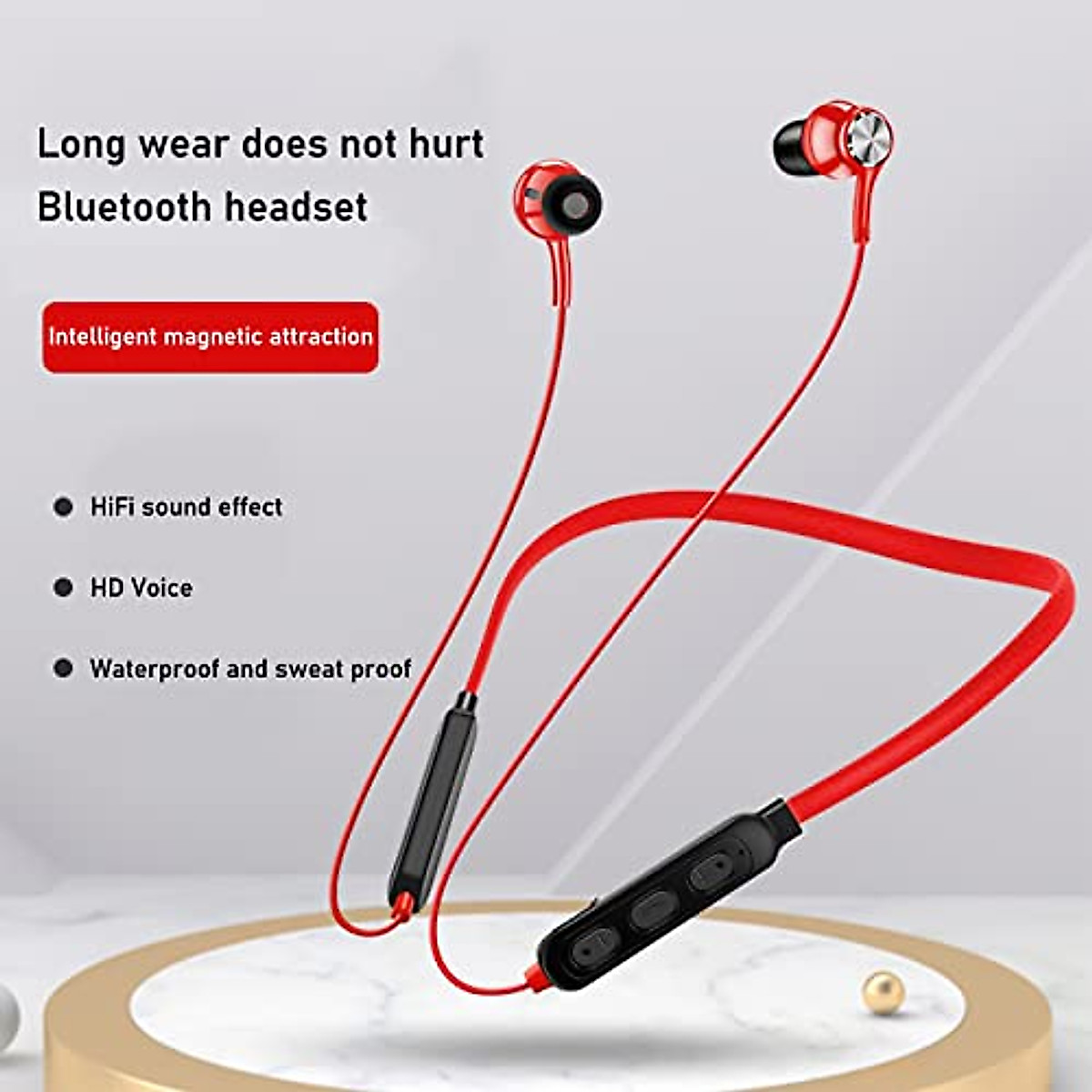 Neckband Bluetooth Headphones,HD Stereo Wireless Sports Earphones,Around Neck Bluetooth Headphones Noise Cancelling Mic,Magnetic Attraction