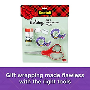 Scotch Gift Wrapping Pack, Includes Gift-Wrap tape, Multi-Purpose Scissors, Expressions Washi Tape, Makes your gifts look great (GiftPack-HOL20)