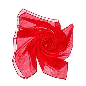 WILLBOND Womens Shawl Chiffon Bridal Evening Soft Wrap Scarf, Chiffon Scarf Ribbon Scarf Satin Scarf for Evening Dresses(L,Red)
