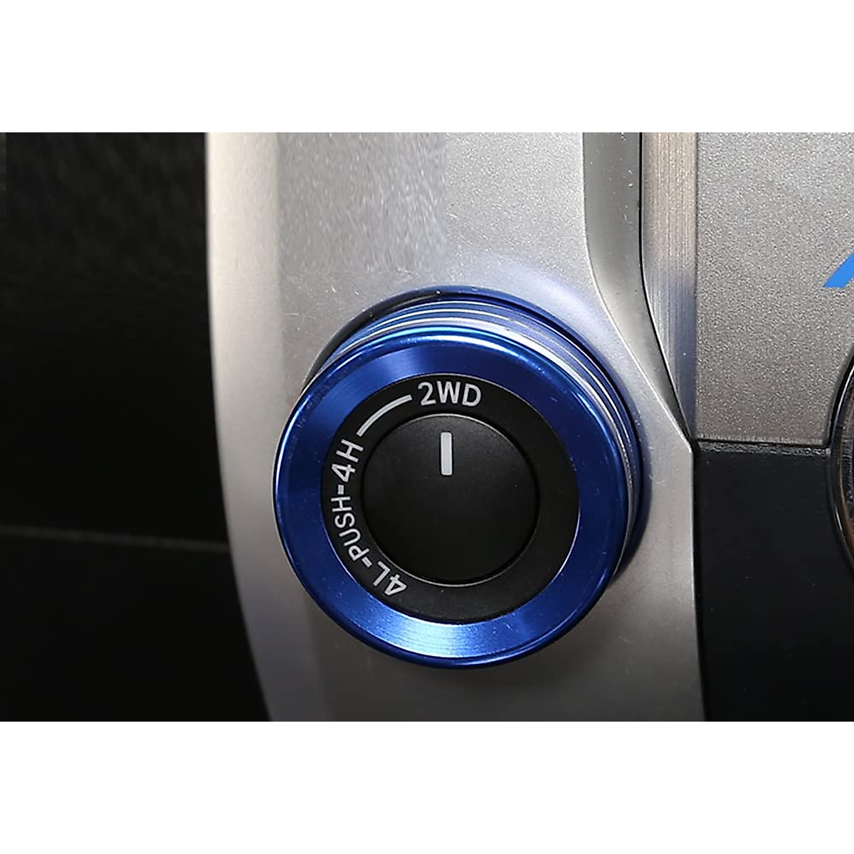 iJDMTOY 5pc-Set Blue Aluminum Air Conditioner Stereo Volume/Tune 2WD/4WD Switch Turner Ring Covers Compatible with 2017-2021 Toyota Tundra w/ 2-AC Center Console