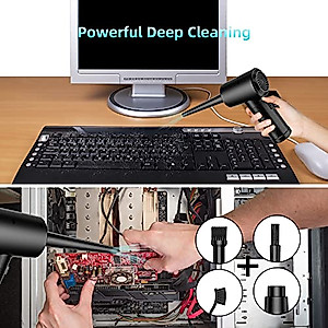Compressed Air Duster, Keyboard Cleaner 110000RPM Electric Air Duster with LED Light, Good Replace Compressed Air, No Canned Air Duster, Reusable 7600mAh Air Blower, PC Computer Cleaner (Plastic)