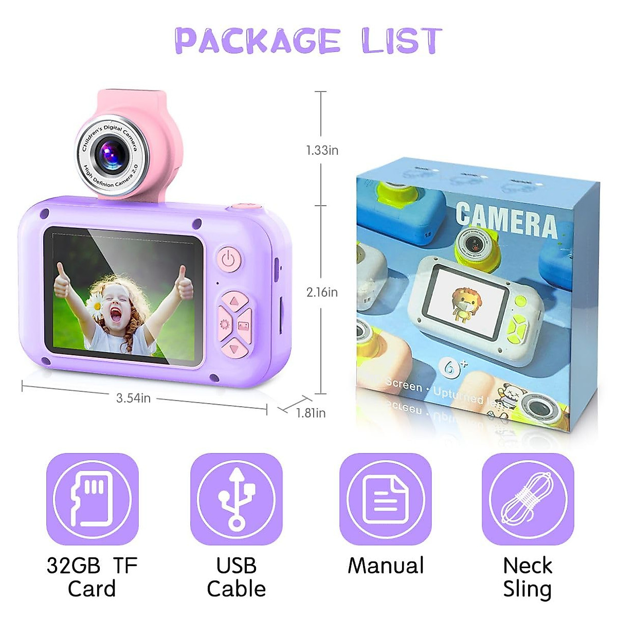 Kid Camera,ARNSSIEN Camera for Kid,2.4in IPS Screen Digital Camera,180°Flip Len Student Camera,Children Selfie Camera with Playback Game,Christmas/Birthday Gift for 4 5 6 7 8 9 10 11 Year Old Girl Boy
