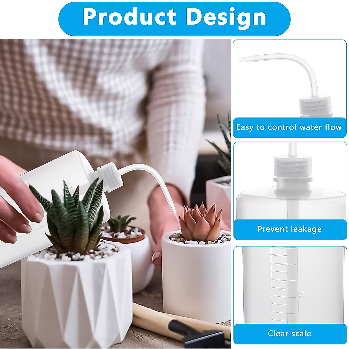 Lainballow 6 Pcs 1000 ml/34 oz Plastic Wash Bottles, Squeeze Tattoo Wash Bottles, Safety Lab Squeeze Bottle,Squirt Bottle with Narrow Mouth for Chemistry Industry Lab Gardening Tattoo Washing Watering